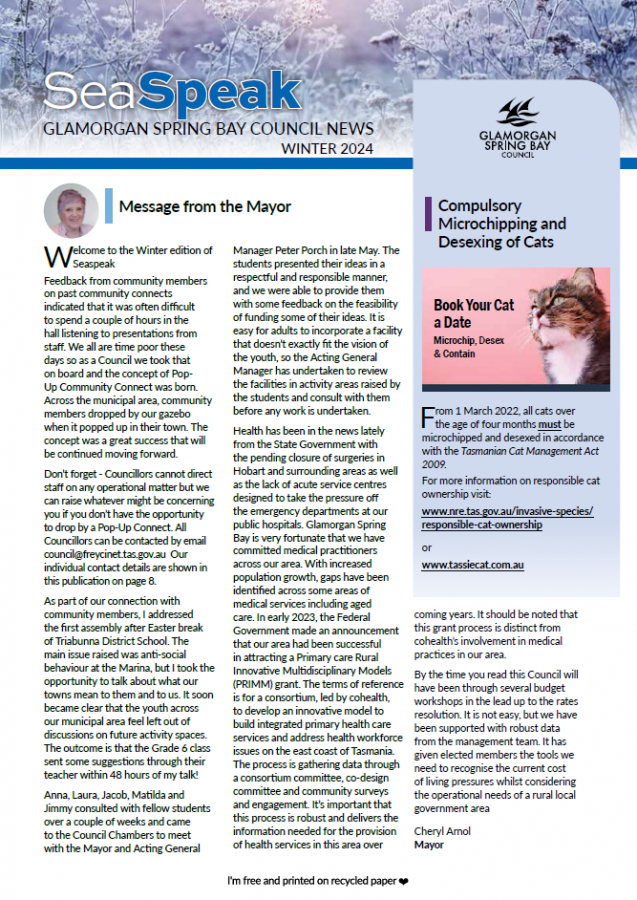 NEWSLETTERS – GLAMORGAN SPRING BAY COUNCIL